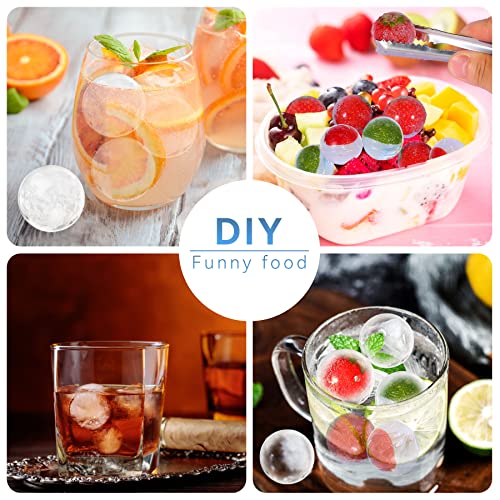 Round Ice Cube Tray, Ice Ball Maker Mold for Freezer with Lid & Bin, Easy Release Mini Sphere Ice Cube Mold Making 1.1IN X 66PCS Circle Small Ice Cube for Cocktail, Whisky(2 Pink Tray, 1 Scoop & Tong)