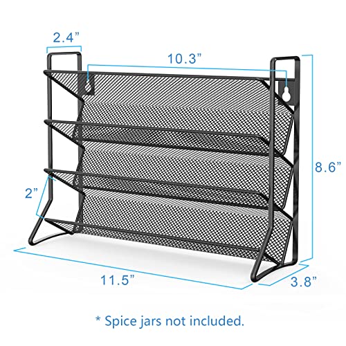 Kcysta Spice Rack, 2 Pack Spice Rack Organizer for Cabinet, Wall Mounted Spice Rack Organizer for 4oz Spice Jars, Black