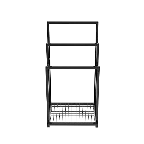 Elegant Home Products Freestanding Towel Rack Holder, 3 Tier Blanket Rack Stand with Metal Shelf for Bathroom Living Room Outdoor(3-Tiers, Black)