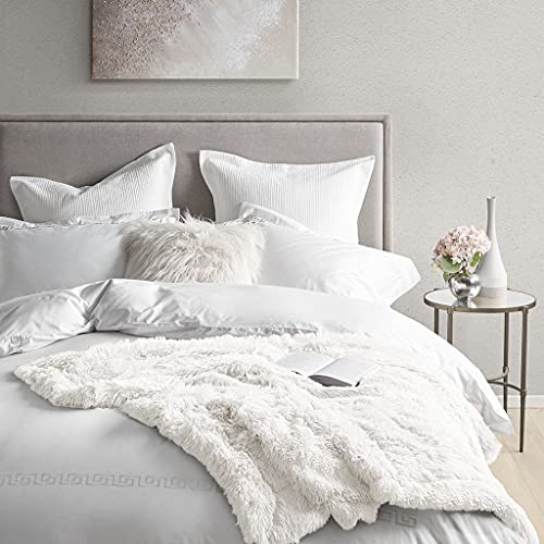 Hyde Lane White Fluffy Throw Blanket for Couch ，2 Way Reversible Ultra Soft Long Faux Fur Fuzzy Plush Blankets for Home，As A Gift for Women -50x60 Ivory