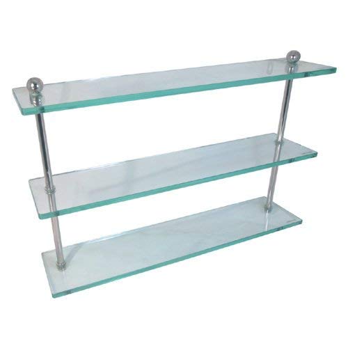 Allied Brass RC-5/22 22 Inch Triple Tiered Glass Shelf, Satin Chrome