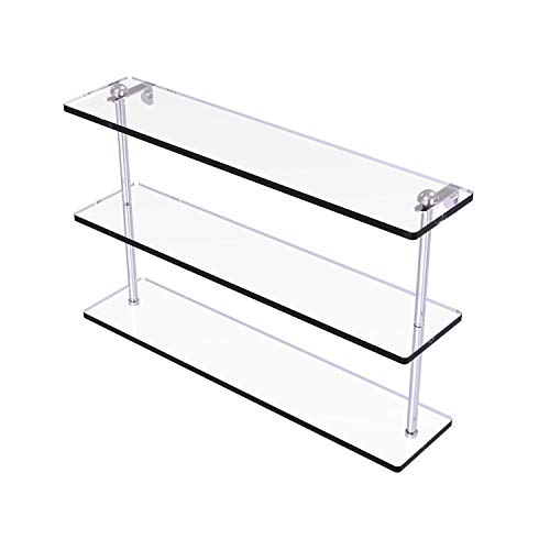 Allied Brass RC-5/22 22 Inch Triple Tiered Glass Shelf, Satin Chrome