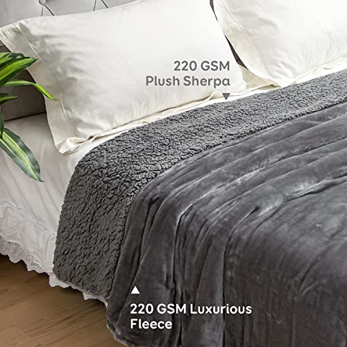 Weighted Blanket 22lbs Queen Size, Cottonblue 60x80 Inches Grey Sherpa Blanket Throw Sofa Bedding Heavy Blanket for Adults, Soft Cozy Fleece Thick Blanket, Plush Fleece Minky Weighted Blankets