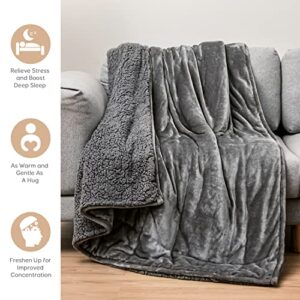 Weighted Blanket 22lbs Queen Size, Cottonblue 60x80 Inches Grey Sherpa Blanket Throw Sofa Bedding Heavy Blanket for Adults, Soft Cozy Fleece Thick Blanket, Plush Fleece Minky Weighted Blankets