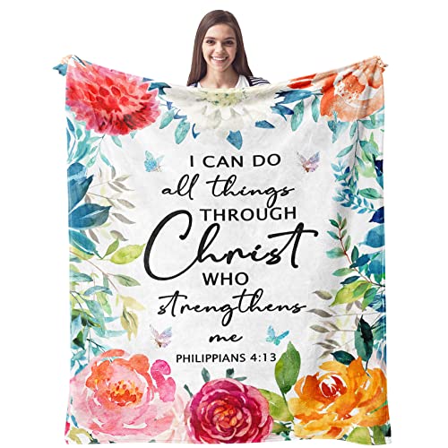 CUJUYO Christian Gifts for Women Blanket 60"x50", Inspirational Religious Gifts for Women Throw Blanket, Catholic Spiritual Gifts for Women, First Communion Gifts for Girls Catholic Blankets Throws