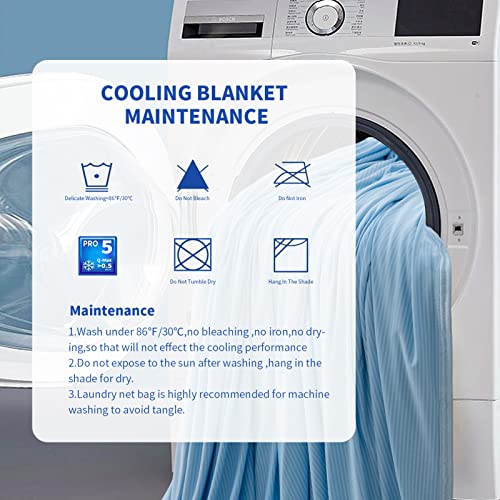 Auemtyn Cooling Throw Blanket with Double Sided Cold Effect,Twin Cool Blankets for Hot Sleepers,Arc-Chill Q-Max>0.52 Cool Fiber,Lightweight Breathable Summer Blankets for Night Sweats(60"x80",Blue)