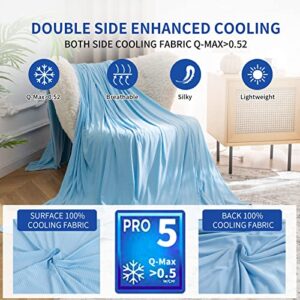 Auemtyn Cooling Throw Blanket with Double Sided Cold Effect,Twin Cool Blankets for Hot Sleepers,Arc-Chill Q-Max>0.52 Cool Fiber,Lightweight Breathable Summer Blankets for Night Sweats(60"x80",Blue)