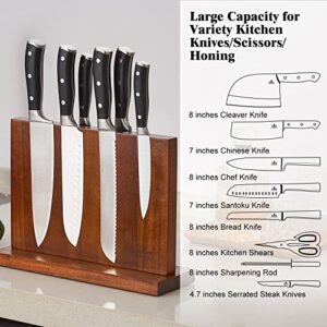 ENOKING Magnetic Knife Block Kitchen Knife Holder Without Knives- Natural Acacia Universal Knife Storage Organizer with Powerful Magnets for Kitchen Counter