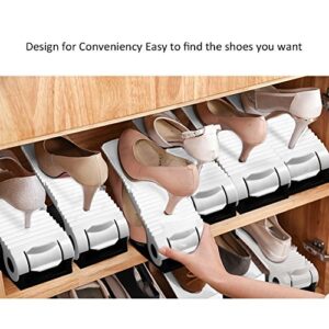 TOPIND Adjustable Shoe Slots Space Saver, Easy Shoe Organizer Double Shoe Rack Storage,Non-Slip No Assembly Require Durable Storage Shoes Holder for Sneaker Booties High Heels Flats S (4Pcs)