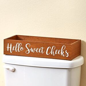 Toilet Tank Topper Tray - Hello Sweet Cheeks - Novelty Bathroom Decor