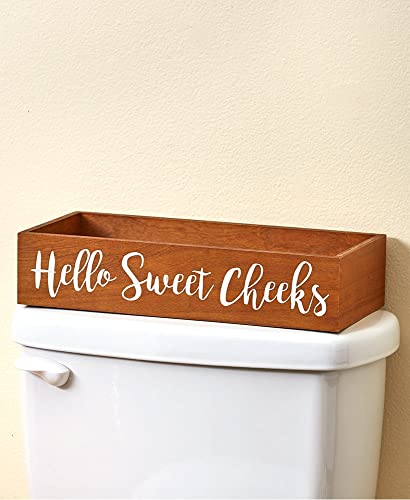 Toilet Tank Topper Tray - Hello Sweet Cheeks - Novelty Bathroom Decor