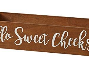 Toilet Tank Topper Tray - Hello Sweet Cheeks - Novelty Bathroom Decor