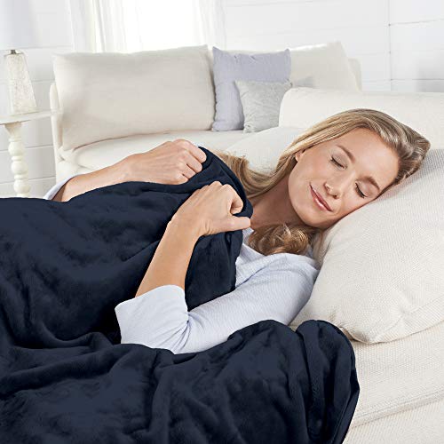 Brookstone Innovations Weighted Throw Blanket - Measures 48 in. x 72 in. - 12 Pound Weight - Navy