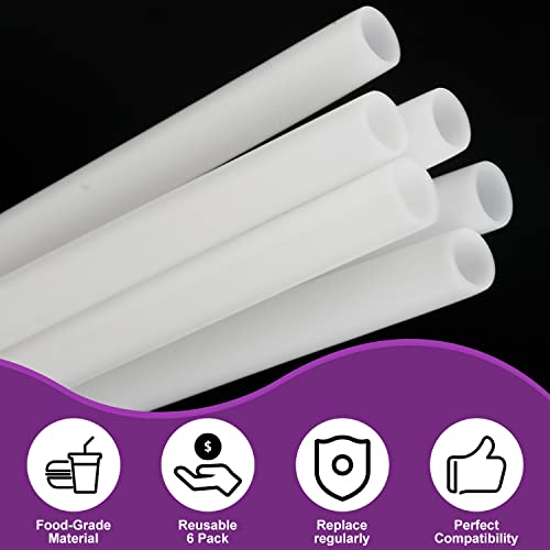 Replacement Straws for Owala FreeSip 24 oz 32 oz, 6pcs Reusable Plastic Straws with Cleaning Brush for Owala Flip Insulated Stainless Steel Water Bottle 24oz 32oz, Tumbler Accessories Parts(White)