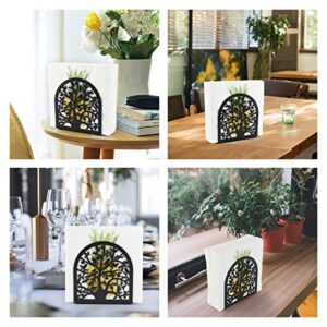 Housolution Napkin Holder, Tree & Bird Design Metal Freestanding Tissue Dispenser Organizer Iron Tabletop Paper Napkin Holder Stand for Home Kitchen Restaurant Picnic Party - Black