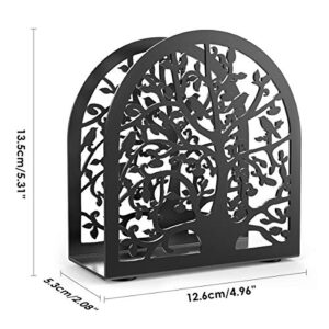 Housolution Napkin Holder, Tree & Bird Design Metal Freestanding Tissue Dispenser Organizer Iron Tabletop Paper Napkin Holder Stand for Home Kitchen Restaurant Picnic Party - Black