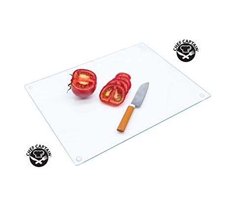 Tempered Glass Cutting Board, Extremely Durable, Long-Standing, Clear Glass, Scratch Resistant, Heat Resistant, Shatterproof, Extra Large 12X16