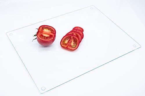 Tempered Glass Cutting Board, Extremely Durable, Long-Standing, Clear Glass, Scratch Resistant, Heat Resistant, Shatterproof, Extra Large 12X16