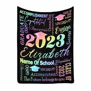 mypupsocks personalized graduation blanket for her him, class of 2023 bed blanket class of 2023 graduate colorful throw blanket for senior 2023 high school college graduating decoration 30x40