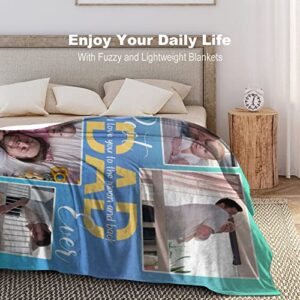 Personalized Best Dad Ever Gifts from Daughter Son, Custom Soft Throw Blankets Using My Own Photo, Customized Gifts for Dad Grandpa Husband Papa, Picture Blankets for Fathers Day Birthday, Made in USA