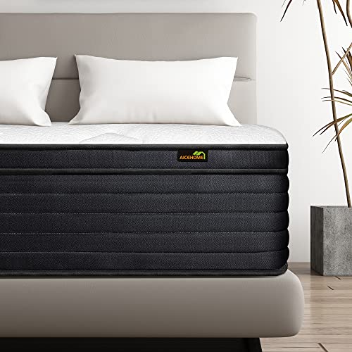 AICEHOME Twin Mattress, Hybrid Mattress High Density Foam Individually Wrapped Pocket Coils Mattresses,Motion Isolation Medium Firm Twin Size Mattresses