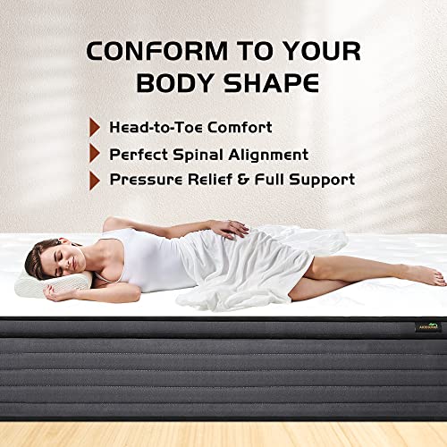 AICEHOME Twin Mattress, Hybrid Mattress High Density Foam Individually Wrapped Pocket Coils Mattresses,Motion Isolation Medium Firm Twin Size Mattresses