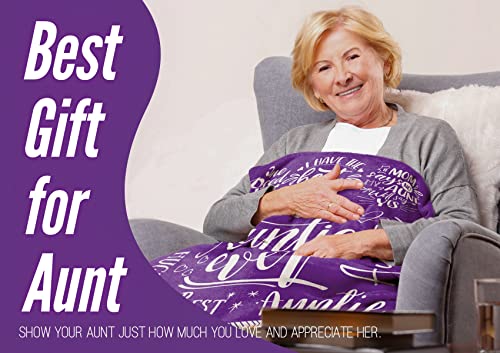 InnoBeta Aunt Gifts from Niece, Nephew, Best Auntie Ever Gifts Blanket for Aunt, Birthday Gifts Flannel Blankets for Women- 50"x 65"- Purple