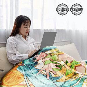 Hatsune Miku Fleece Throw Blanket | Featuring Hologram Citrus Hatsune Miku | Plush Thow Fleece Bed Comforter 45 X 60 inches