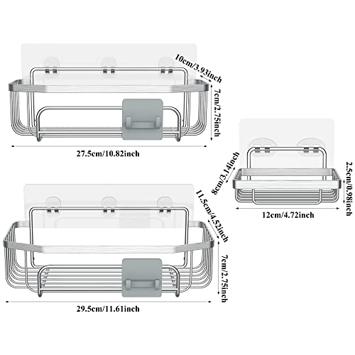 Nieifi Shower Caddy Organizer Shelf Rack Storage Basket with Hooks, Adhesive Bathroom Shelves No Drilling 3 Pack