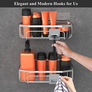 Nieifi Shower Caddy Organizer Shelf Rack Storage Basket with Hooks, Adhesive Bathroom Shelves No Drilling 3 Pack