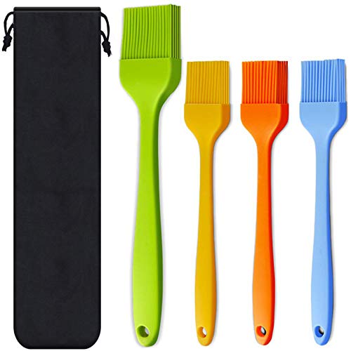 Silicone Basting Pastry Brush - Cooking Brush for Oil Sauce Butter Marinades, Food Brushes for BBQ Grill Kitchen Baking, Baster Brushes Baste Pastries Cakes Meat Desserts, Food Grade, Dishwasher Safe