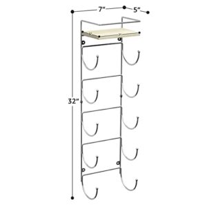 Sorbus Towel-Rack for Bathroom - Wall Mounted Metal Organization Rack with Wooden Top Shelf & 5 Tiers - Holds Full Sized Bath-Towels, Washcloths, Linens, & Hand-Towels - Easy Installation