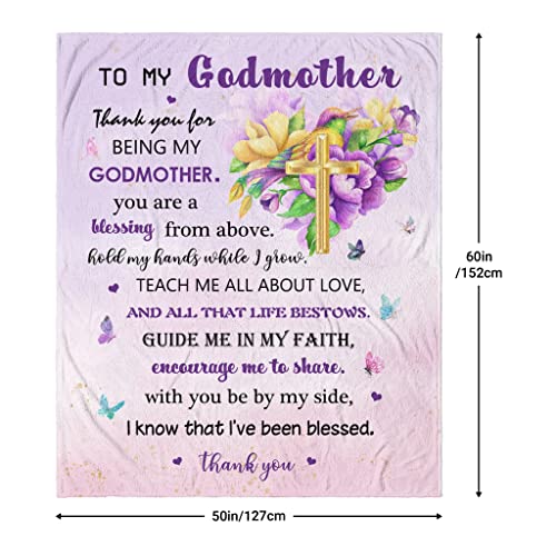 Muxuten Godmother Gift Blanket 60"X50" - Godmother Gifts from Godchild - Gifts for Godmother - Best Godmother Gifts - Godmother Gifts from Godson/Goddaughter, Christian Baptism Gift Ideas Blankets