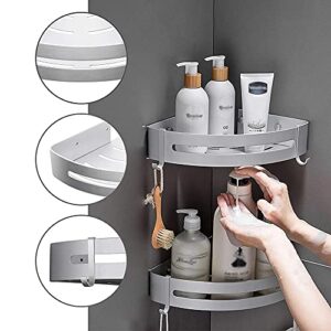 Shower Corner Shelf 2 Pack Caddy Wall Mounted Shower Organizer Corner Soap ith Removable Hooks Shampoo Holder No Drilling Storage Rack for Toilet Kitchen Dorm