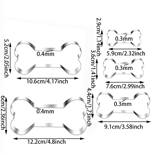 MrCookie 5pcs Dog Bone Cookie Cutters Set, Stainless Steel Sandwiches Cutter Shapes Biscuit Mold Cookie Cutter for Kids, Sturdy Cutters for Cookies, Sandwiches, Biscuits