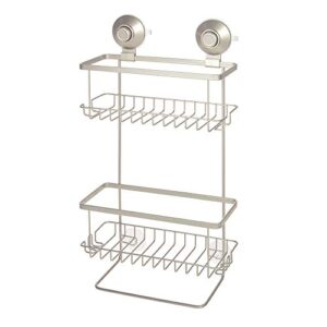 iDesign Everett Metal Push Lock Suction Shower Caddy, Bath Organizer Holds Shampoo, Razors , Conditioner, Soap, 9.1" x 4.53" x 3.63", Satin