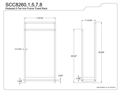 Kingston Brass SCC8261 Pedestal 2-Tier Steel Construction Towel-Rack with Wooden Case, Polished Chrome