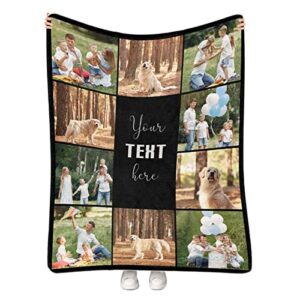 custom blanket memorial gift personalized throw blanket with photos text customized picture blanket for mom dad family dog kids adult friends personalized dad gift for fathers day, graduation gift