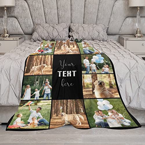 Custom Blanket Memorial Gift Personalized Throw Blanket with Photos Text Customized Picture Blanket for Mom Dad Family Dog Kids Adult Friends Personalized Dad Gift for Fathers Day, Graduation Gift