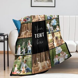 Custom Blanket Memorial Gift Personalized Throw Blanket with Photos Text Customized Picture Blanket for Mom Dad Family Dog Kids Adult Friends Personalized Dad Gift for Fathers Day, Graduation Gift