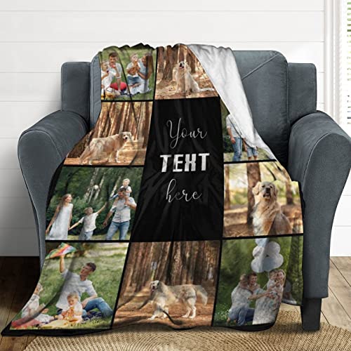 Custom Blanket Memorial Gift Personalized Throw Blanket with Photos Text Customized Picture Blanket for Mom Dad Family Dog Kids Adult Friends Personalized Dad Gift for Fathers Day, Graduation Gift