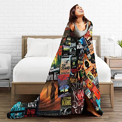 The Full Collection of Stephen King Books Flannel Blanket Lightweight Cozy Bed Blankets Soft Throw Blanket Fit Couch Sofa Suitable for All Season60 X50