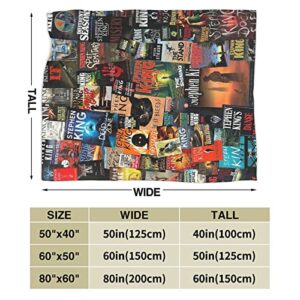 The Full Collection of Stephen King Books Flannel Blanket Lightweight Cozy Bed Blankets Soft Throw Blanket Fit Couch Sofa Suitable for All Season60 X50