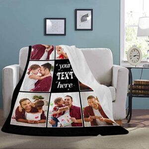 Dad Gifts Custom Father's Day Blanket Made in US Personalized Family Photo Blanket for Birthday,Name Customized Soft Fleece Bed Throw Blanket for Sofa Home