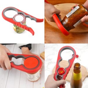 Can Opener for Seniors with Arthritis Helping Hand Jar Opener for Weak Hands Easy Opener with Silicone Jar Opener Gripper Adjustable Multiple Opener 4 in 1 Bottle Opener Jar Lid Opener Jar Opener Tool