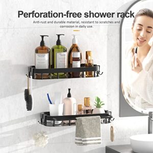 SAYUUM Shower Caddy, Shelf Organizer Rack(4-Pack), Self Adhesive No Drilling Black Bathroom Shelves