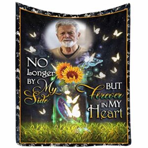 custom loving memory blanket, no longer be my side but forever in my heart couch blanket