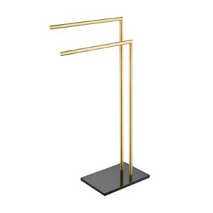 lukeo 90cm hanging towel bar holder marble base no punching/free floor stand bath/bathroom rack rail in golden