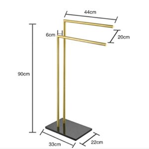 LUKEO 90cm Hanging Towel Bar Holder Marble Base No Punching/Free Floor Stand Bath/Bathroom Rack Rail in Golden