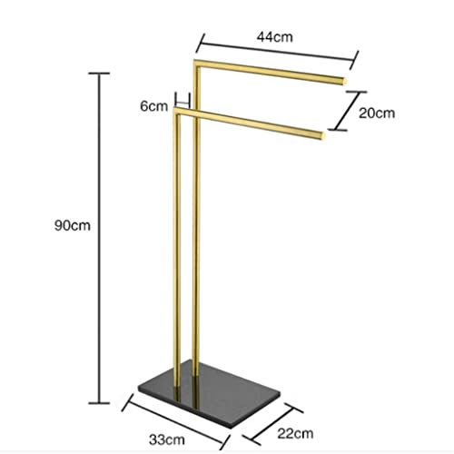 LUKEO 90cm Hanging Towel Bar Holder Marble Base No Punching/Free Floor Stand Bath/Bathroom Rack Rail in Golden